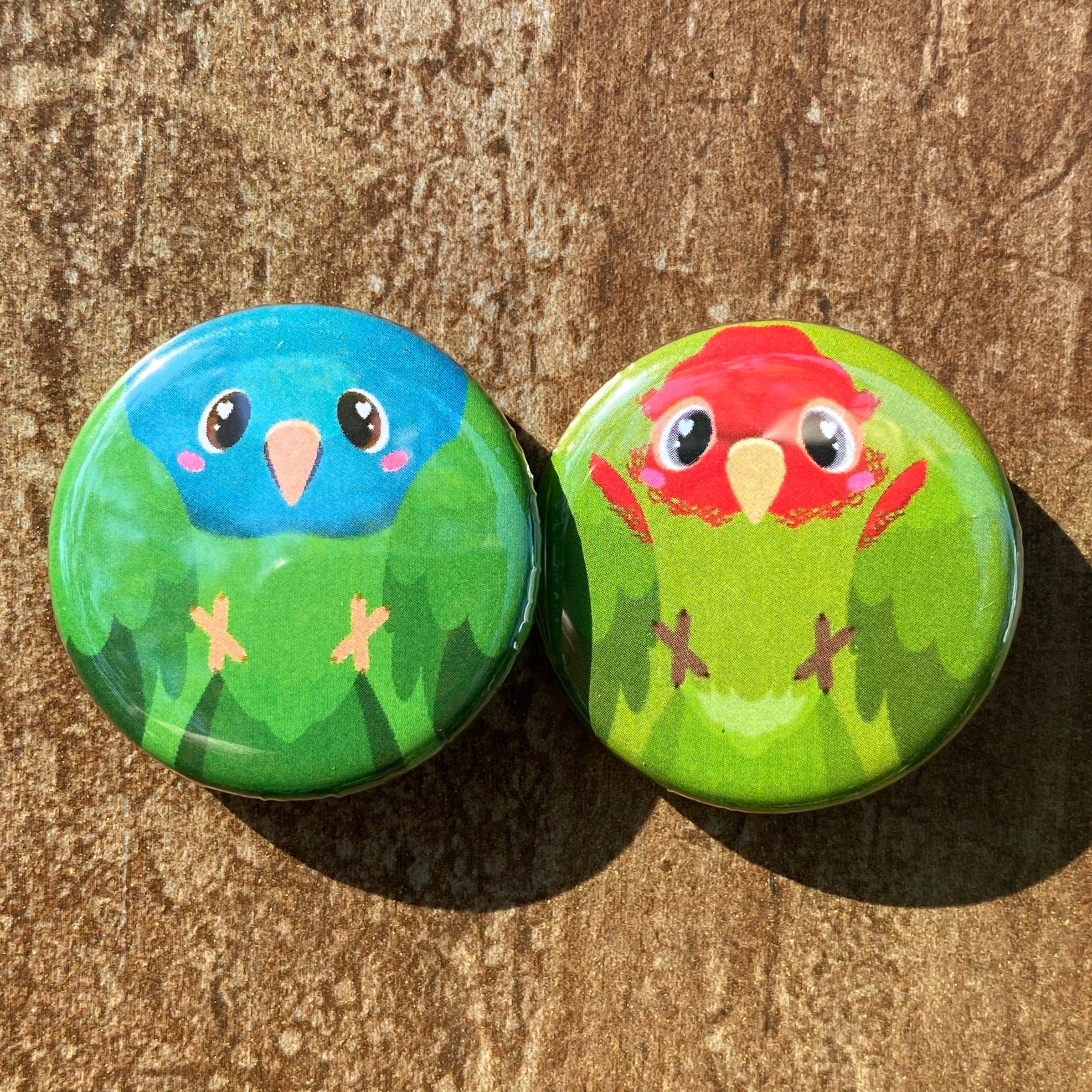 Chibi Large Conure Button Pin- Sun Conure/jenday/nanday/blue Headed ...