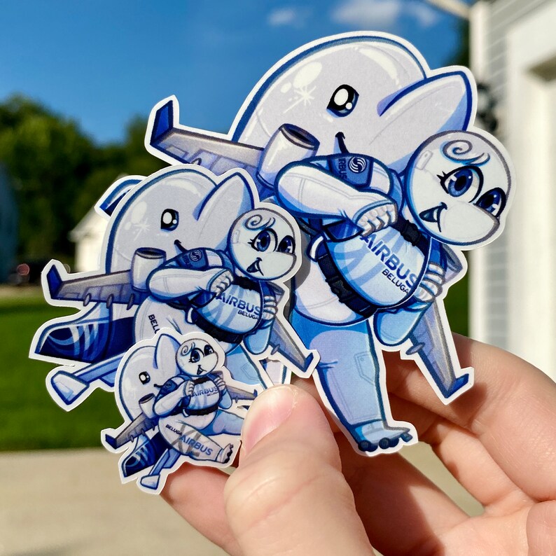 Bella the Airbus Beluga XL- Handmade Chibi Airplane Vinyl Sticker - Etsy