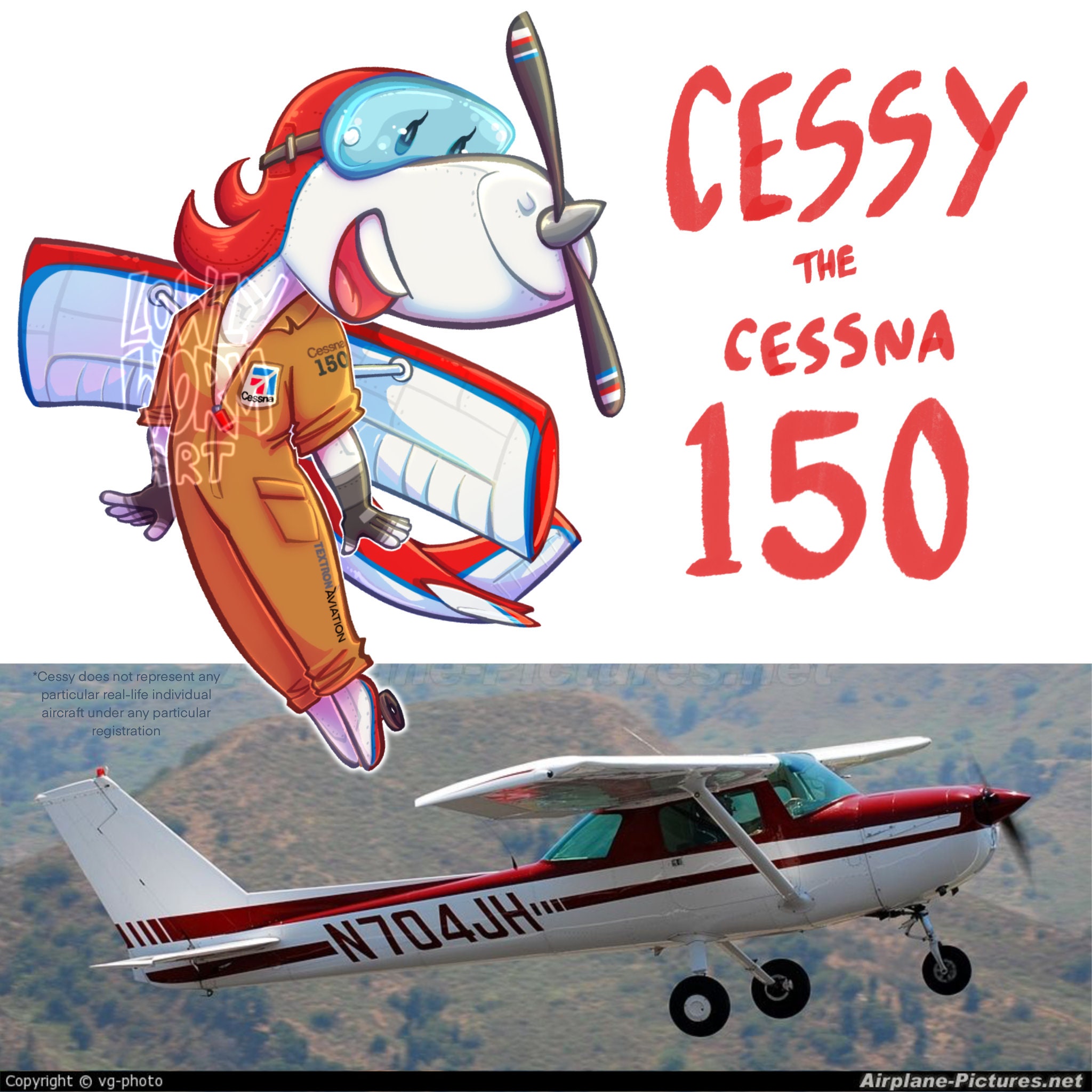 Cessy the Cessna 150- Handmade Chibi Airplane Vinyl Sticker - Etsy
