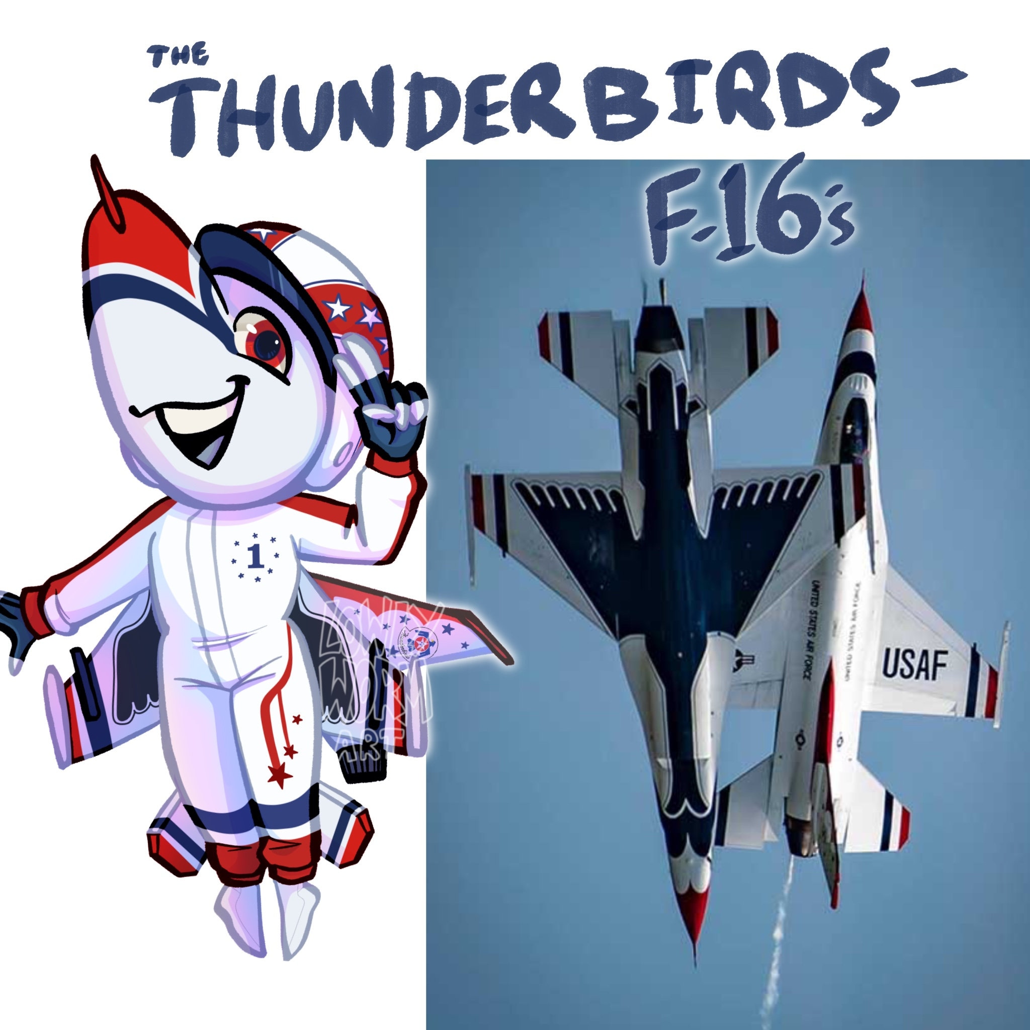 USAF Thunderbirds F-16- Handmade Chibi Airplane Vinyl Sticker - Etsy