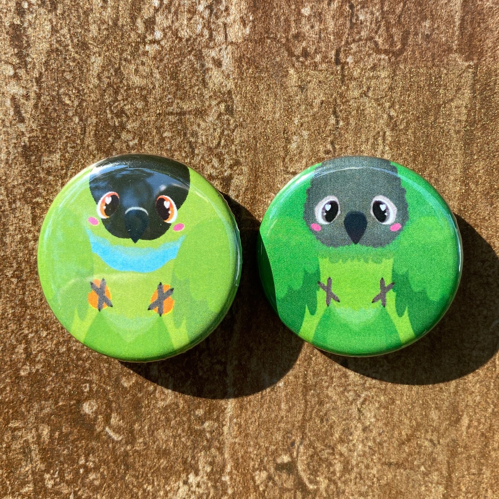 Chibi Large Conure Button Pin- Sun Conure/jenday/nanday/blue Headed ...