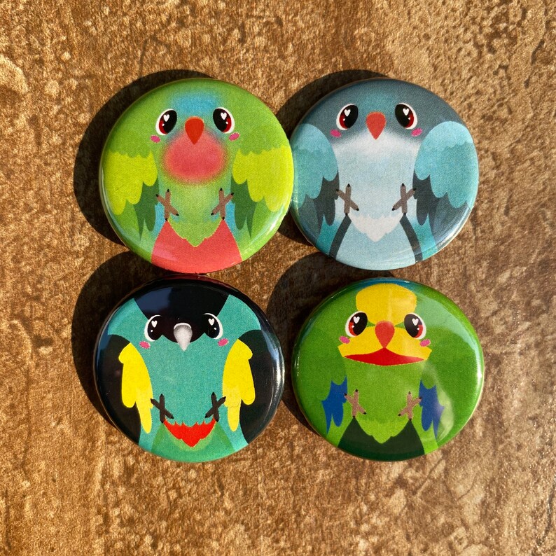 Assorted Parakeets Button Pin Grass Parakeet/Princess | Etsy
