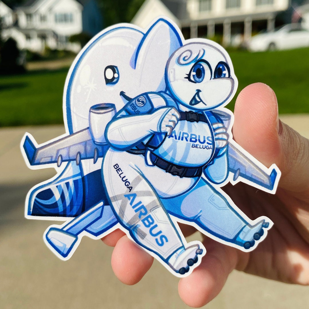 Bella the Airbus Beluga XL- Handmade Chibi Airplane Vinyl Sticker - Etsy