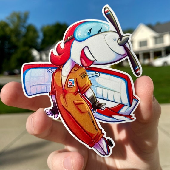 Cessy the Cessna 150 Handmade Chibi Airplane Vinyl Sticker - Etsy