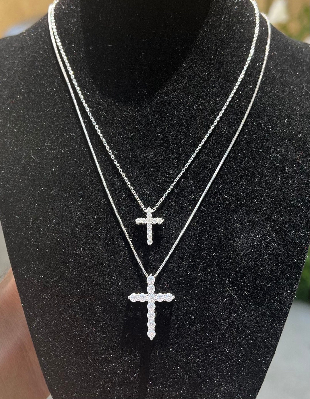 Moissanite Cross Pendant With Necklace 925 Sterling Silver VVS Cross ...