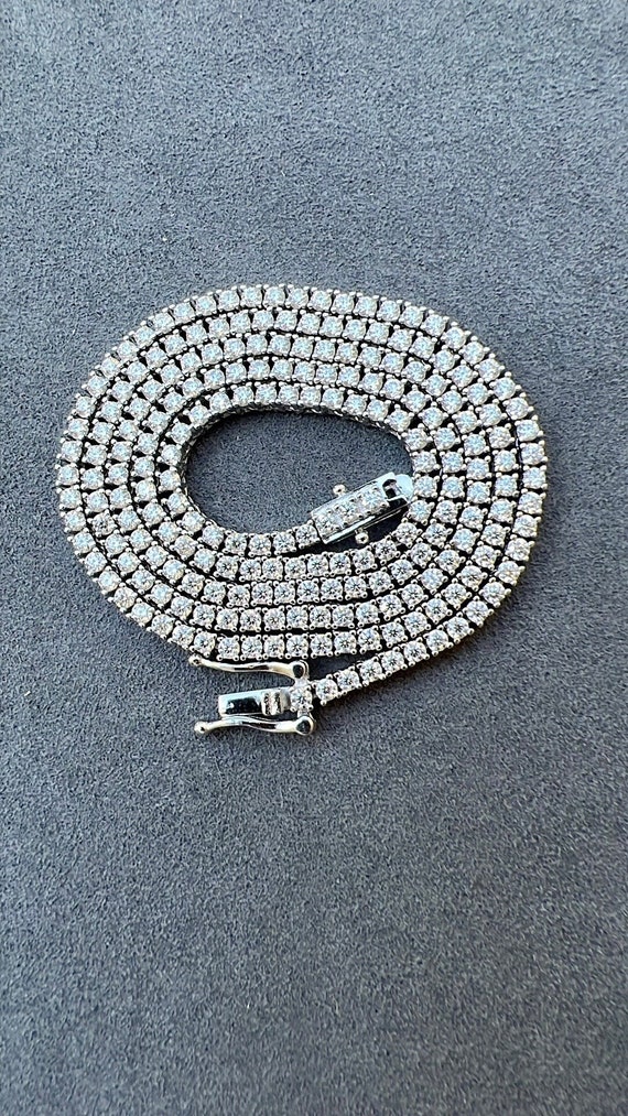 2MM Moissanite Tennis Necklace 925 Sterling Silver VVS Tennis Chain Passes Diamond Tester