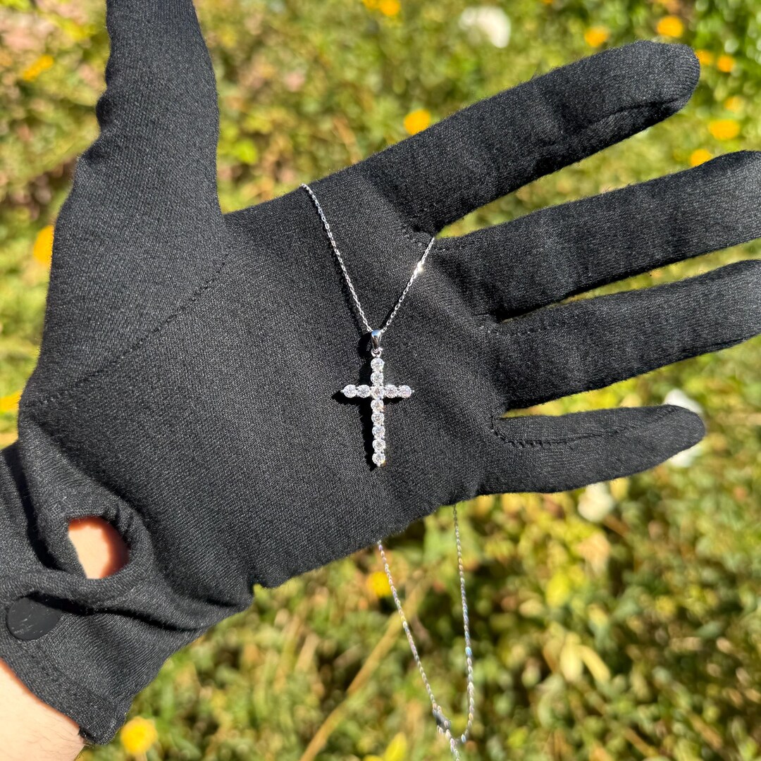 Moissanite Cross Pendant With Necklace 925 Sterling Silver VVS Cross ...