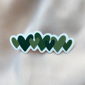 Green Line of Hearts Matte Sticker, 2.7 X 1 Inch, Waterproof Sticker ...