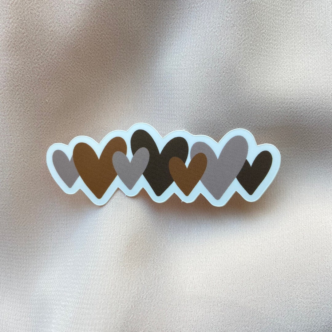 Neutral Brown Line of Hearts Matte Sticker, 2.7 X 1 Inch, Waterproof ...