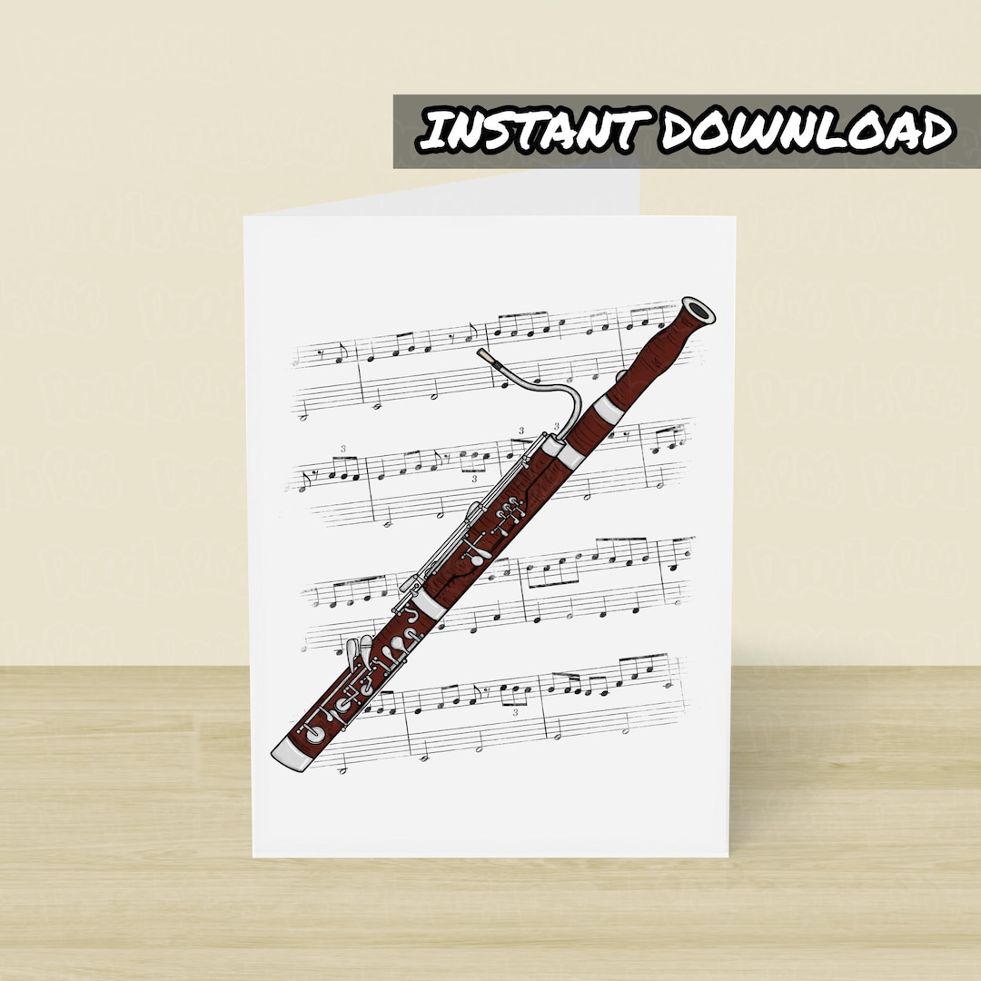 Printable Bassoon Card, Printable Greeting Card, Instant Download ...