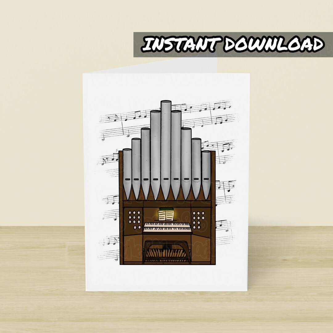 Printable Church Organ Card, Printable Greeting Card, Instant Download ...