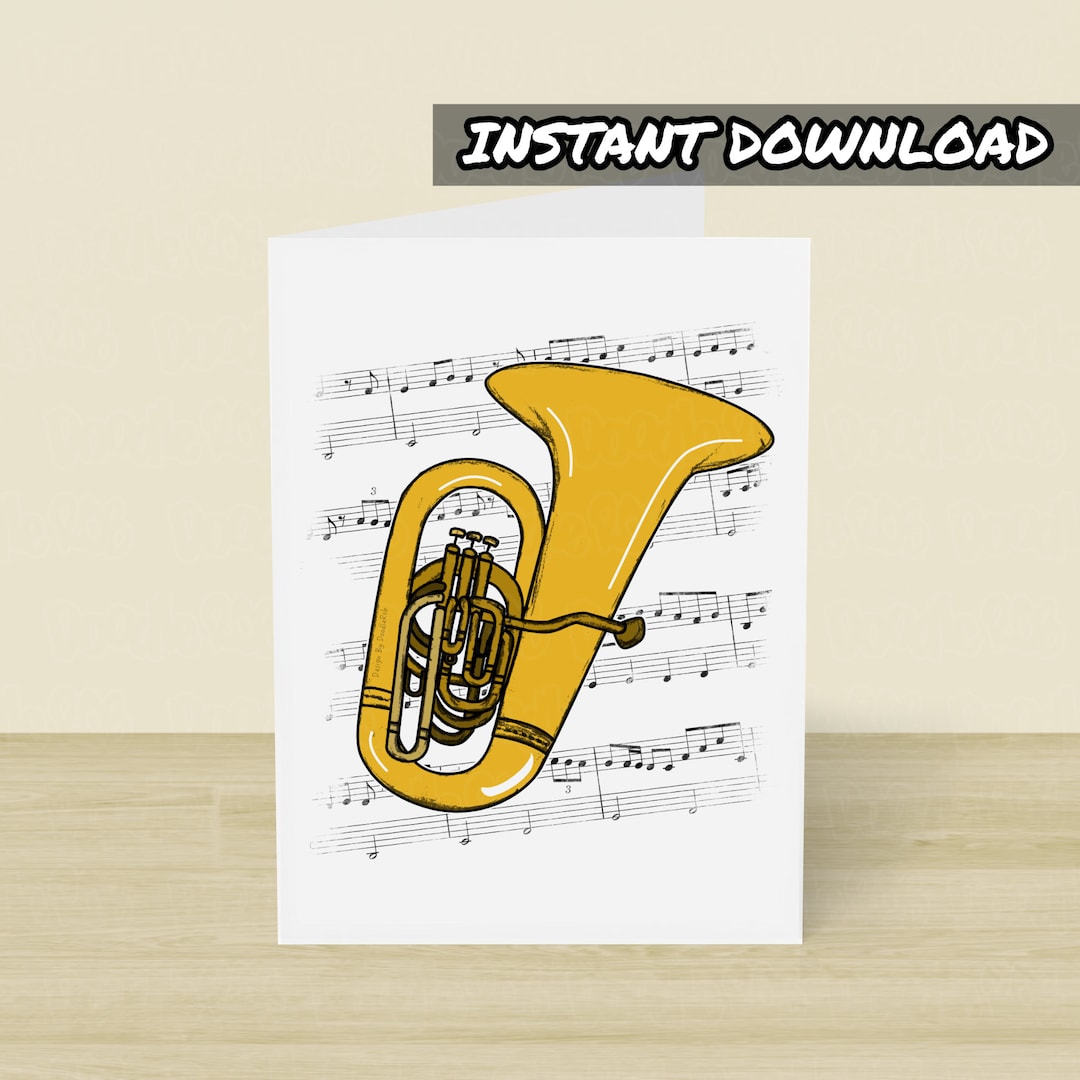 Printable Tuba Greeting Card, Printable Greeting Card, Instant Download ...