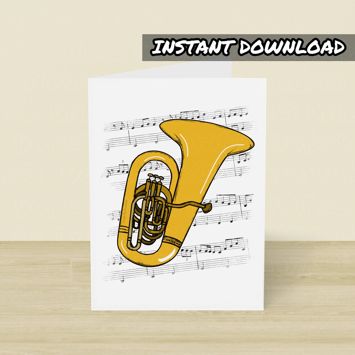 Printable Tuba Greeting Card, Printable Greeting Card, Instant Download ...