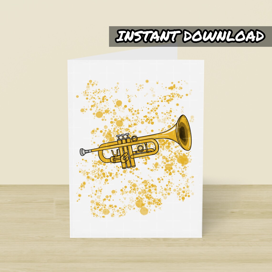Printable Trumpet Card, Printable Greeting Card, Instant Download ...