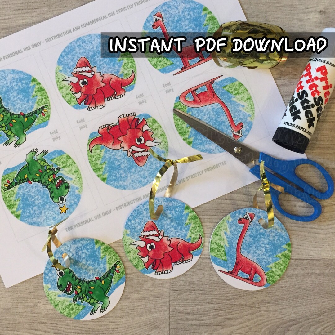 Dinosaur Printable Christmas Ornaments, T-rex, Triceratops & Diplodocus ...
