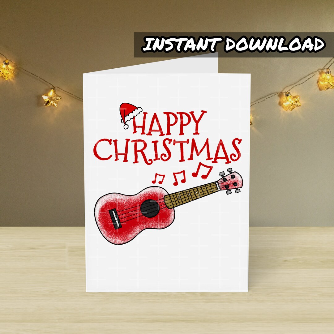 Printable Ukulele Christmas Card, Printable Xmas Card, Instant Download ...