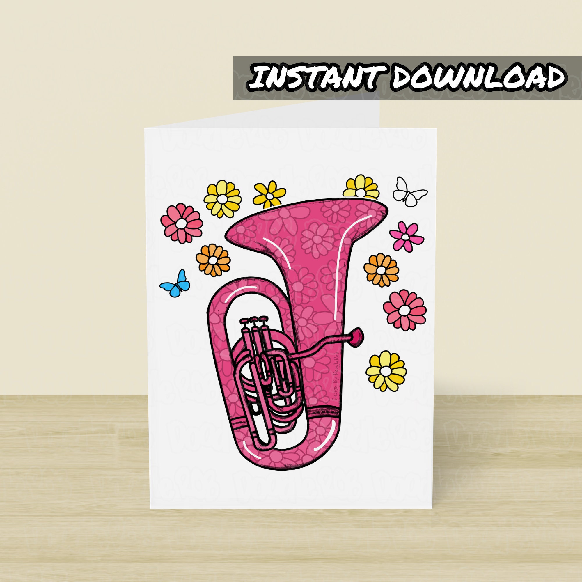 Printable Tuba Card, Tuba Player Greeting Card, Instant Download ...