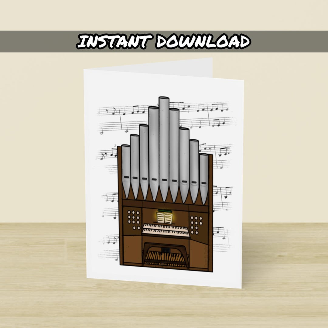 Printable Church Organ Card, Church Organist Greeting Card, Organ ...