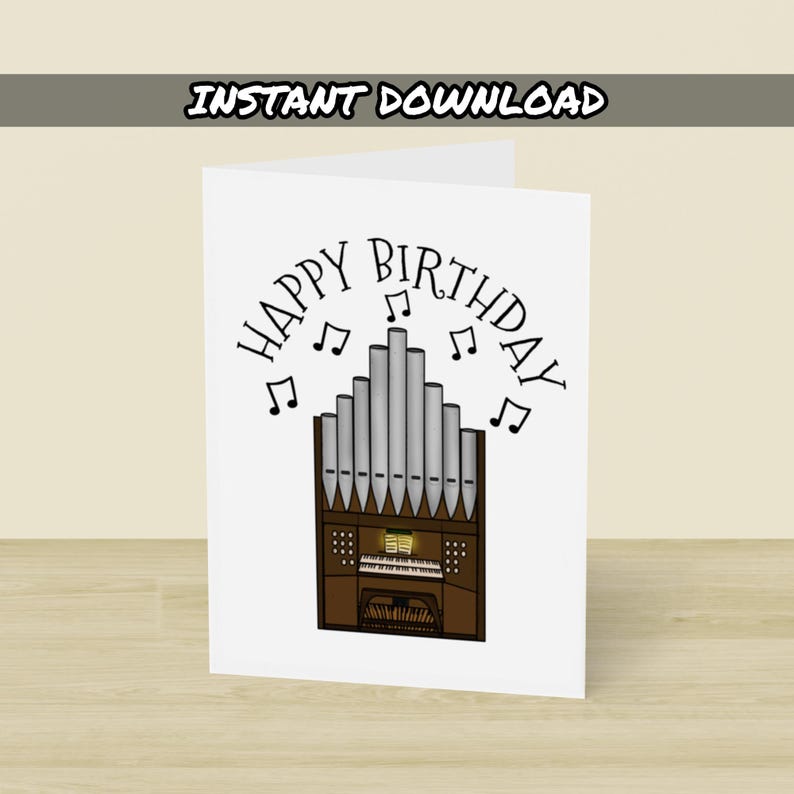 Printable Organist Birthday Card, Instant Download, Church Organist ...
