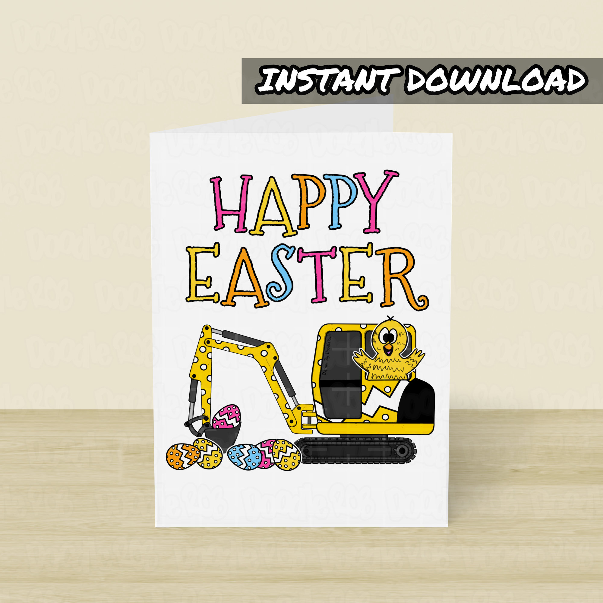 Printable Digger Easter Card, Printable Card, Instant Download, Boys ...