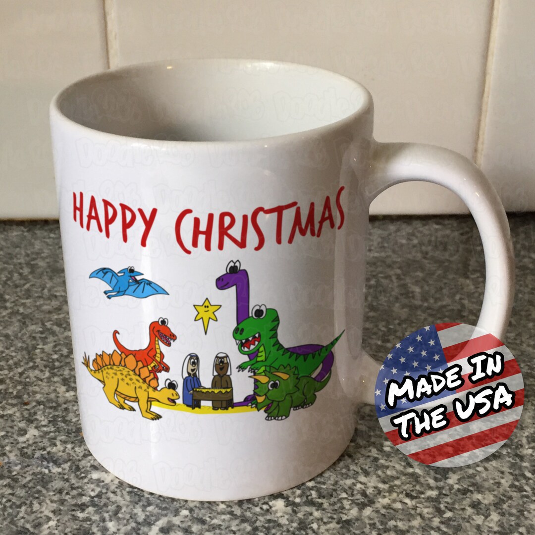 Dinosaur Christmas Nativity Mug, Dinosaur Xmas Mug, Christmas Gift for ...