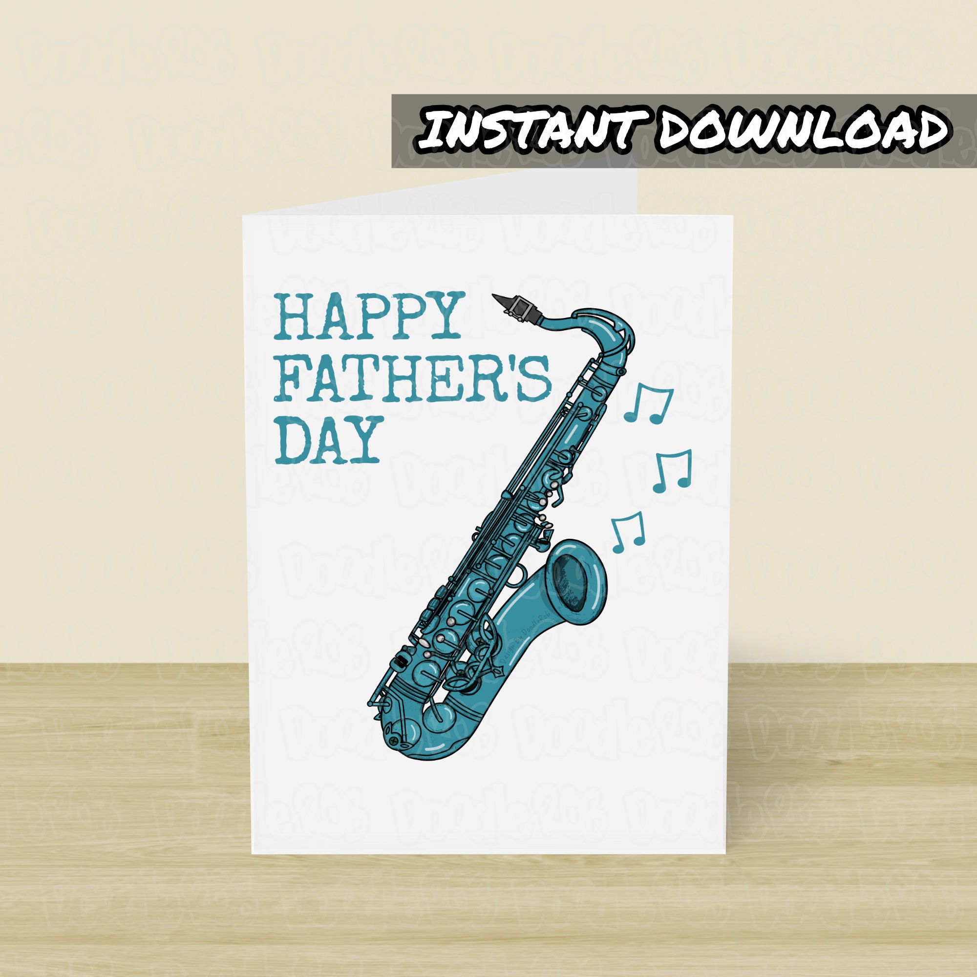Saxophone Father's Day Card, Printable Greeting Card, Instant Download ...