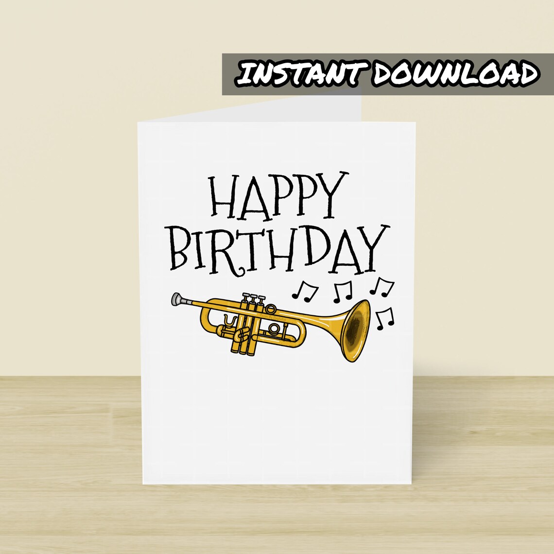 Printable Trumpet Birthday Card, Printable Greeting Card, Instant ...