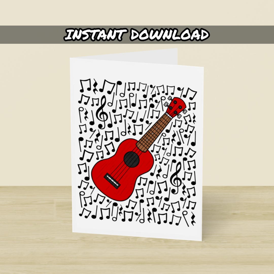 Printable Ukulele Card, Instant Download, Uke Player Birthday Card ...