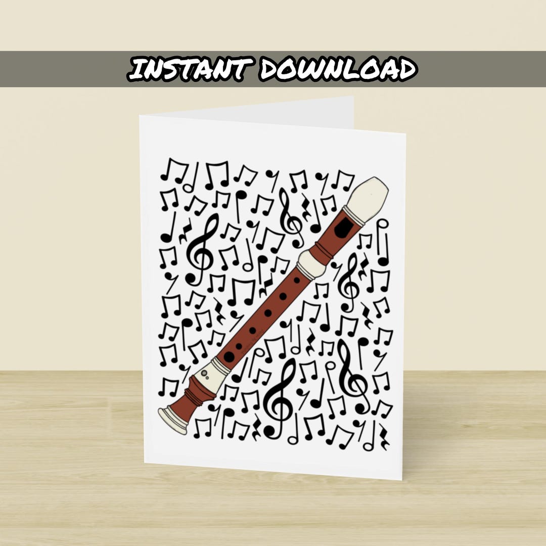 Printable Recorder Card, Instant Download, Recorderist Birthday Card ...