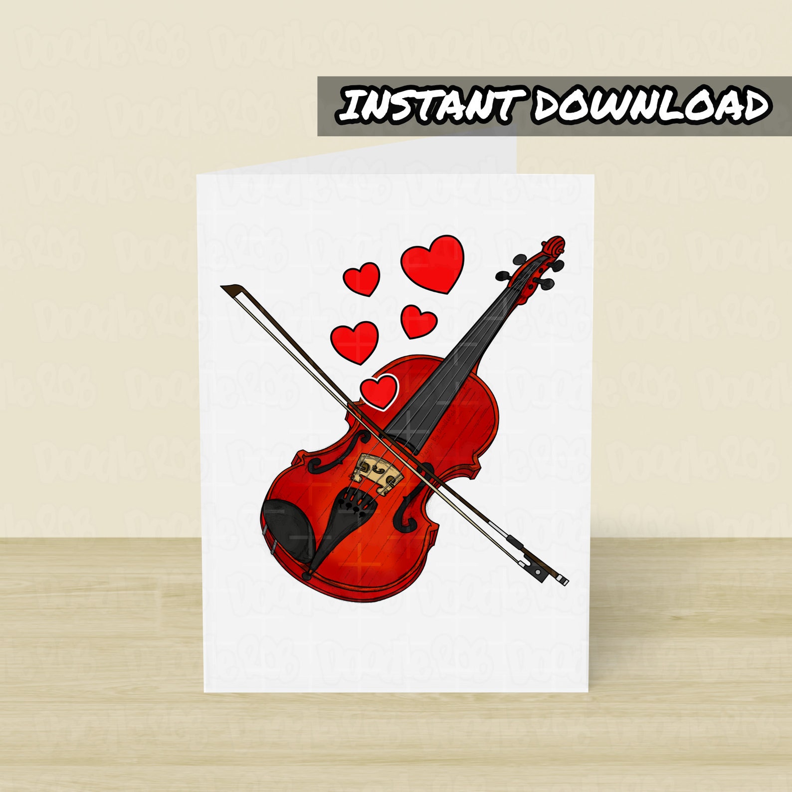 Printable Violin Valentines Card, Printable Card, Instant Download ...
