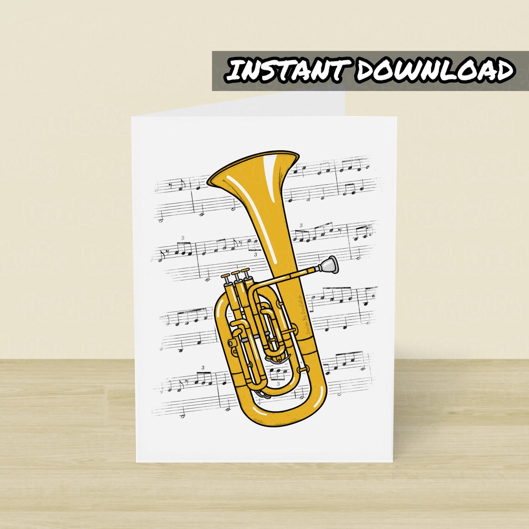 Printable Tenor Horn Card, Printable Greeting Card, Instant Download ...