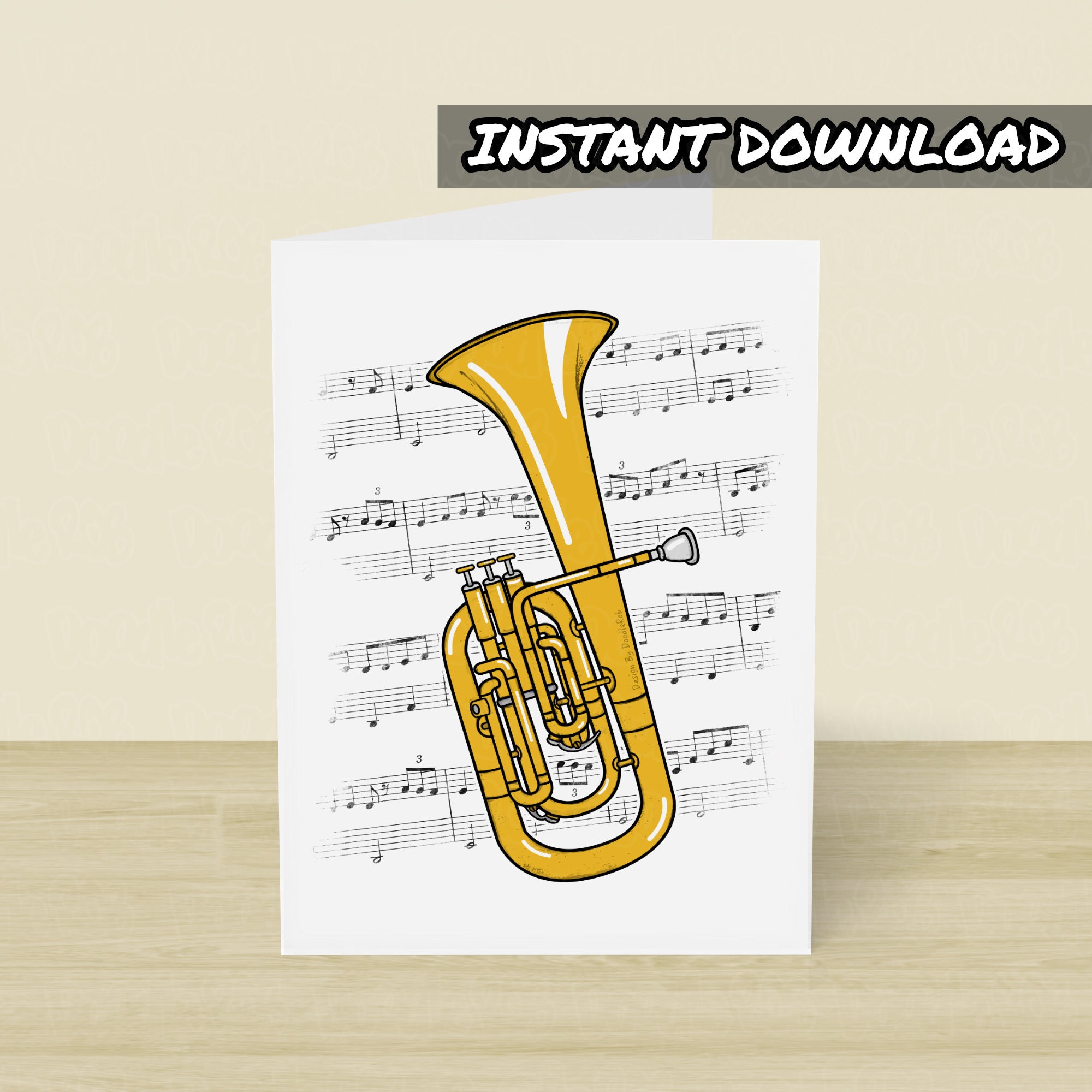 Printable Tenor Horn Card, Printable Greeting Card, Instant Download ...