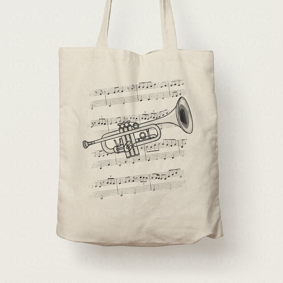 Trumpet Canvas Tote Bag, Trumpeter Bag, Trumpet Player, Trumpet Teacher ...