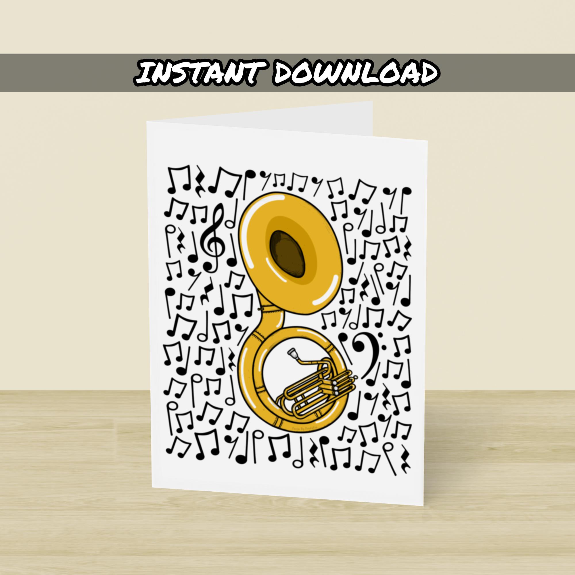 Printable Sousaphone Card, Instant Download, Sousaphonist Birthday Card ...