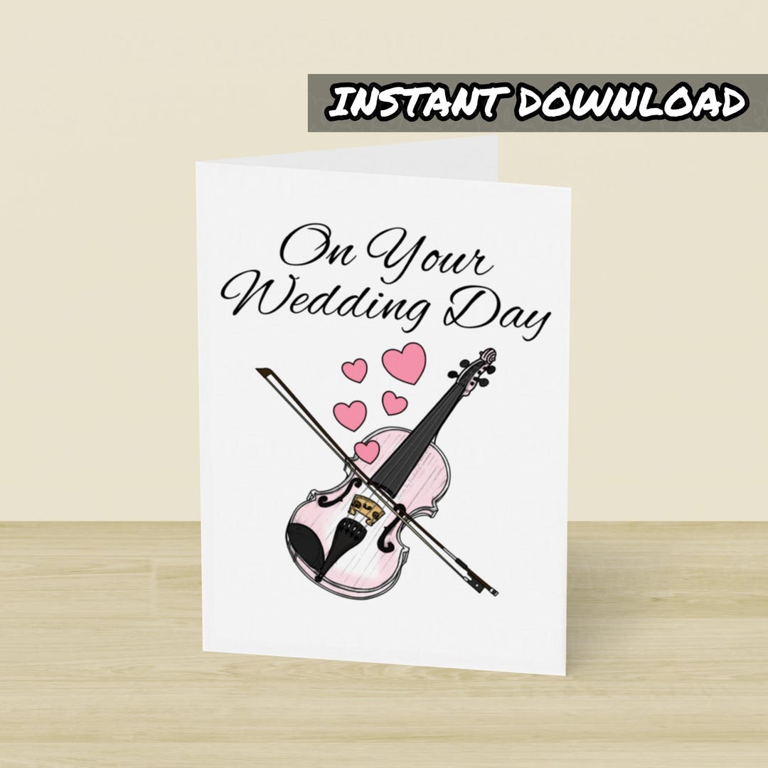Violin Wedding Card, on Your Wedding Day, Printable Greeting Card ...