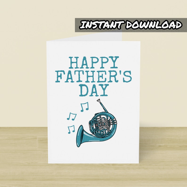 French Horn Father's Day Card, Printable Greeting Card, Instant ...