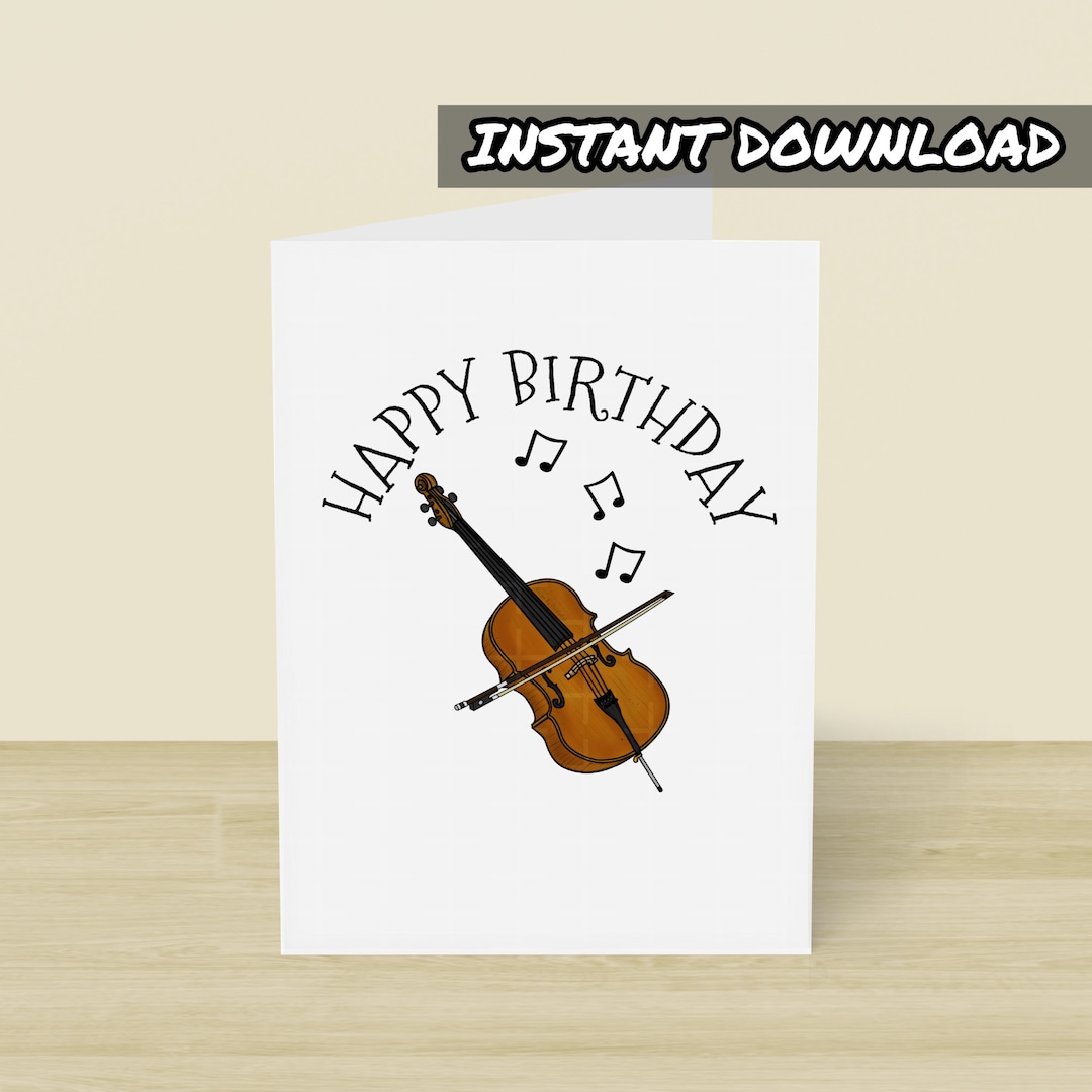 Printable Cello Birthday Card, Printable Greeting Card, Instant ...