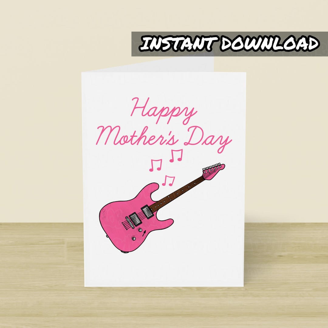 Printable Mother S Day Card Bass Guitar Mom Bassist Instant Download