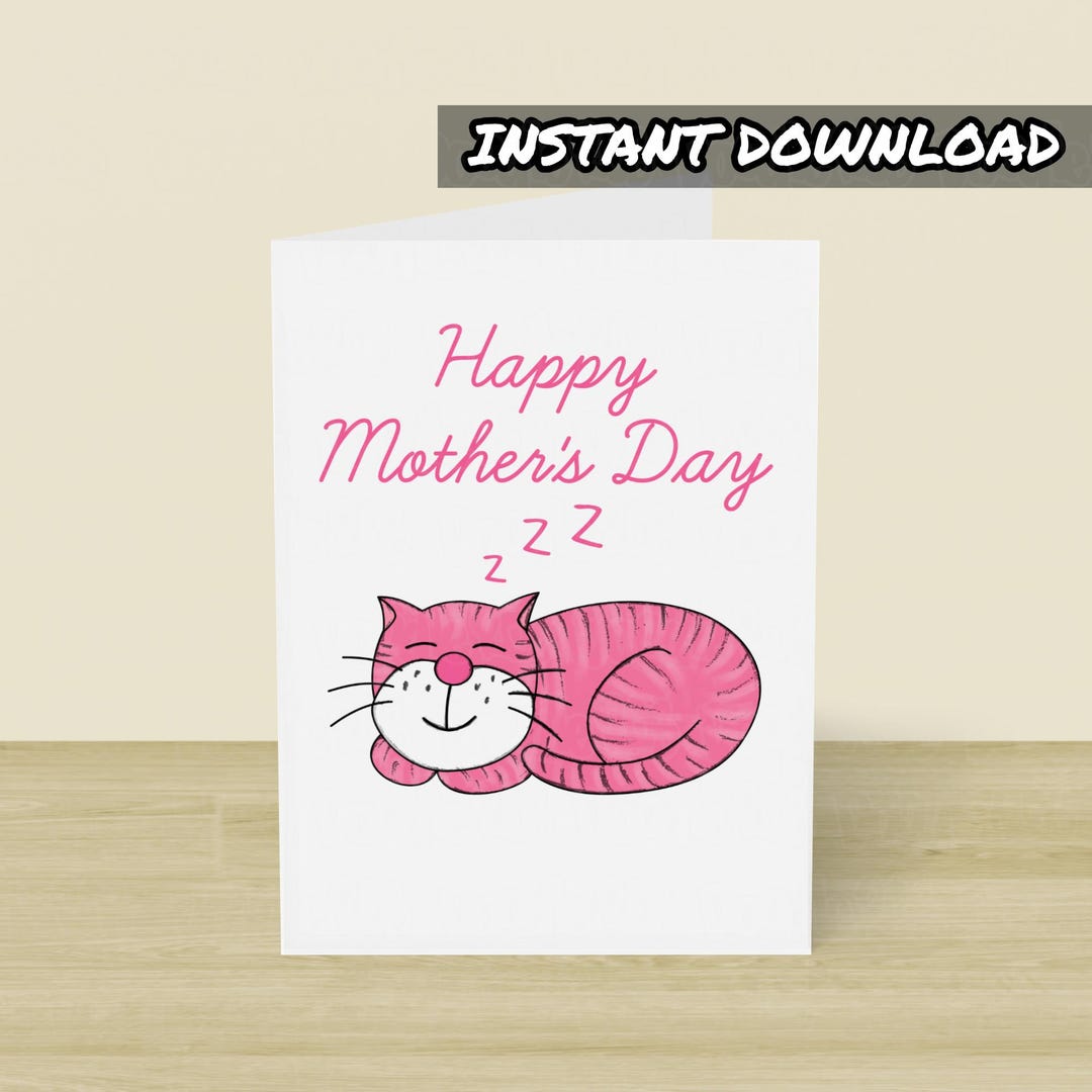 Cat Mother's Day Card, Printable Card, Cat Card for Mom, Instant ...