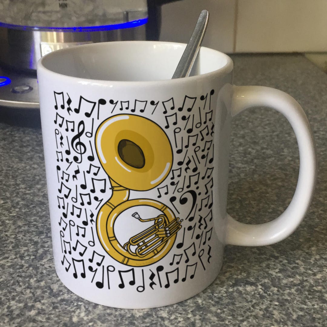 Sousaphone Musical Notes Mug, Sousaphonist Music Teacher Brass Musician ...