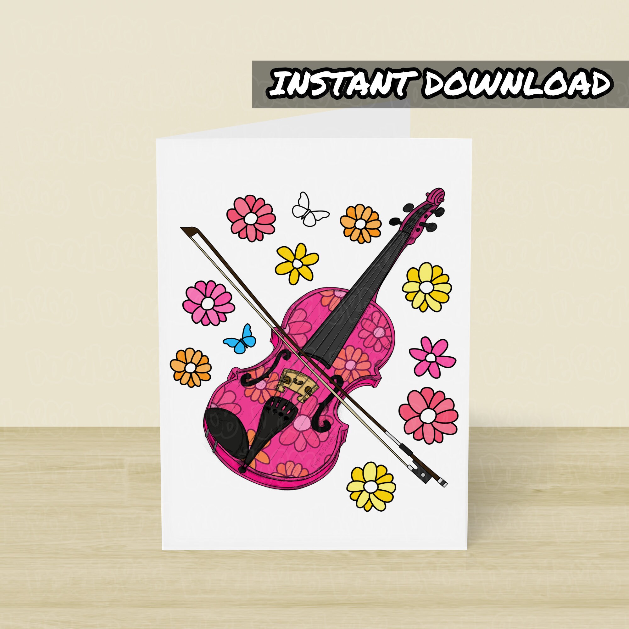 Printable Violin Card, Printable Greeting Card, Instant Download ...