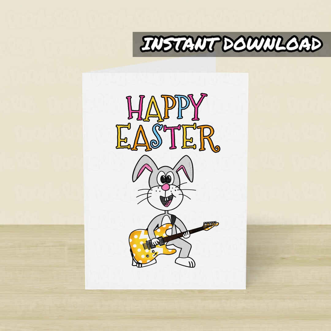 Printable Guitar Easter Card, Printable Card, Instant Download, Kids ...