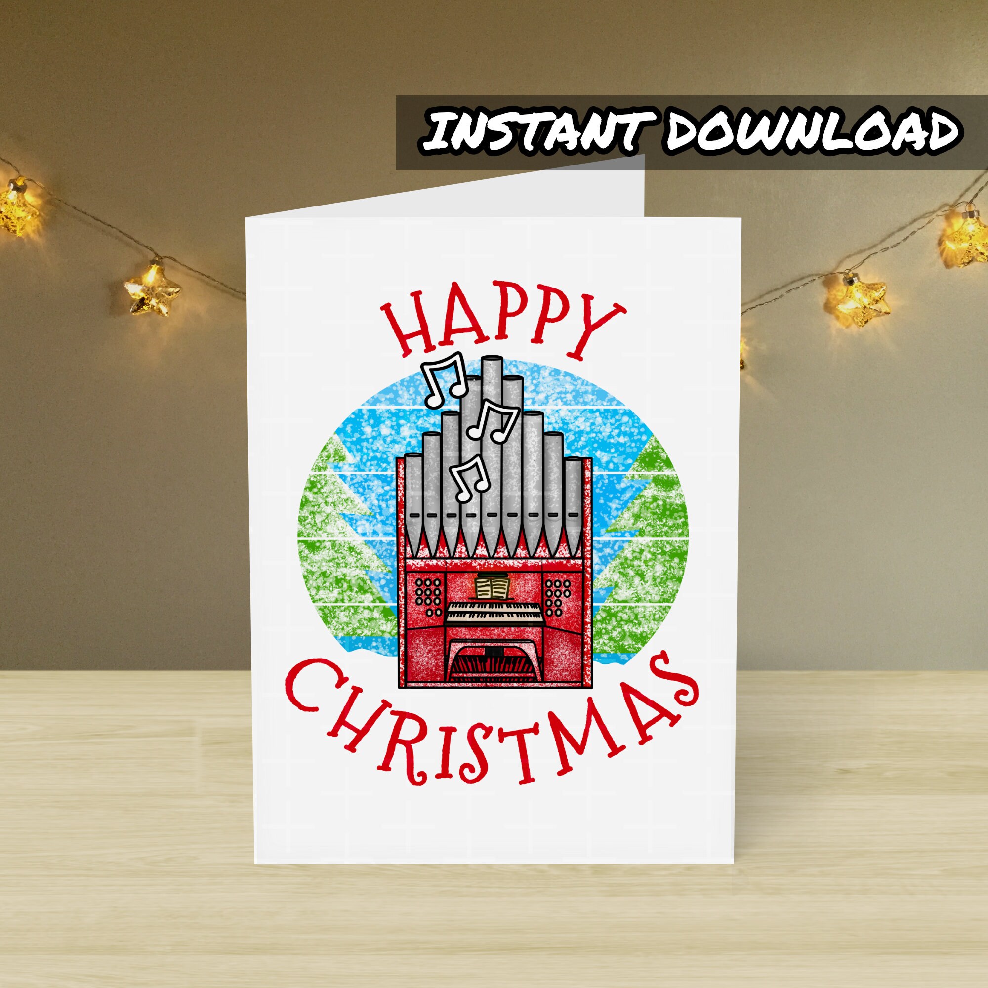 Printable Organist Christmas Card Printable Xmas Card - Etsy