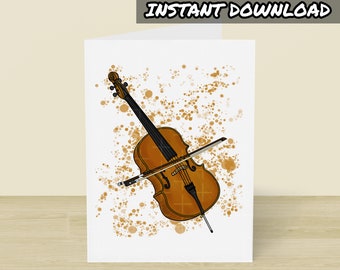 Printable Cello Birthday Card, Printable Greeting Card, Instant ...