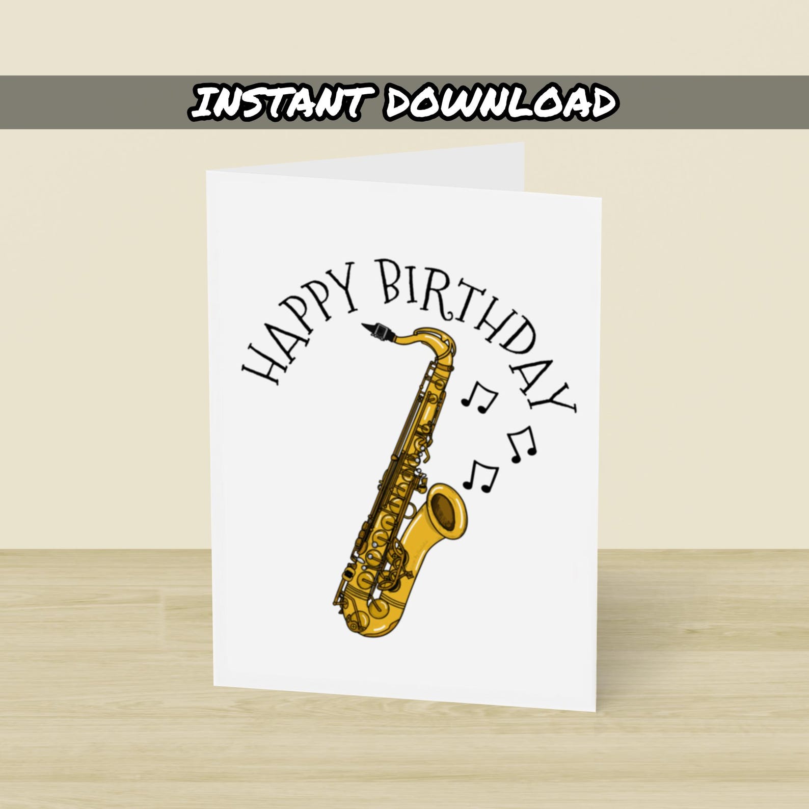 Printable Saxophone Birthday Card, Instant Download, Sax Player Card ...