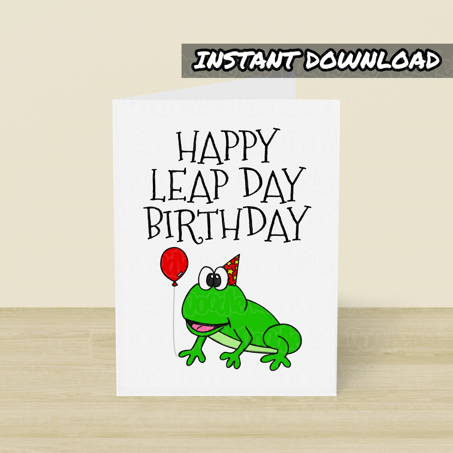 Leap Day Printable Birthday Card, Leap Year Frog, Printable Greeting ...