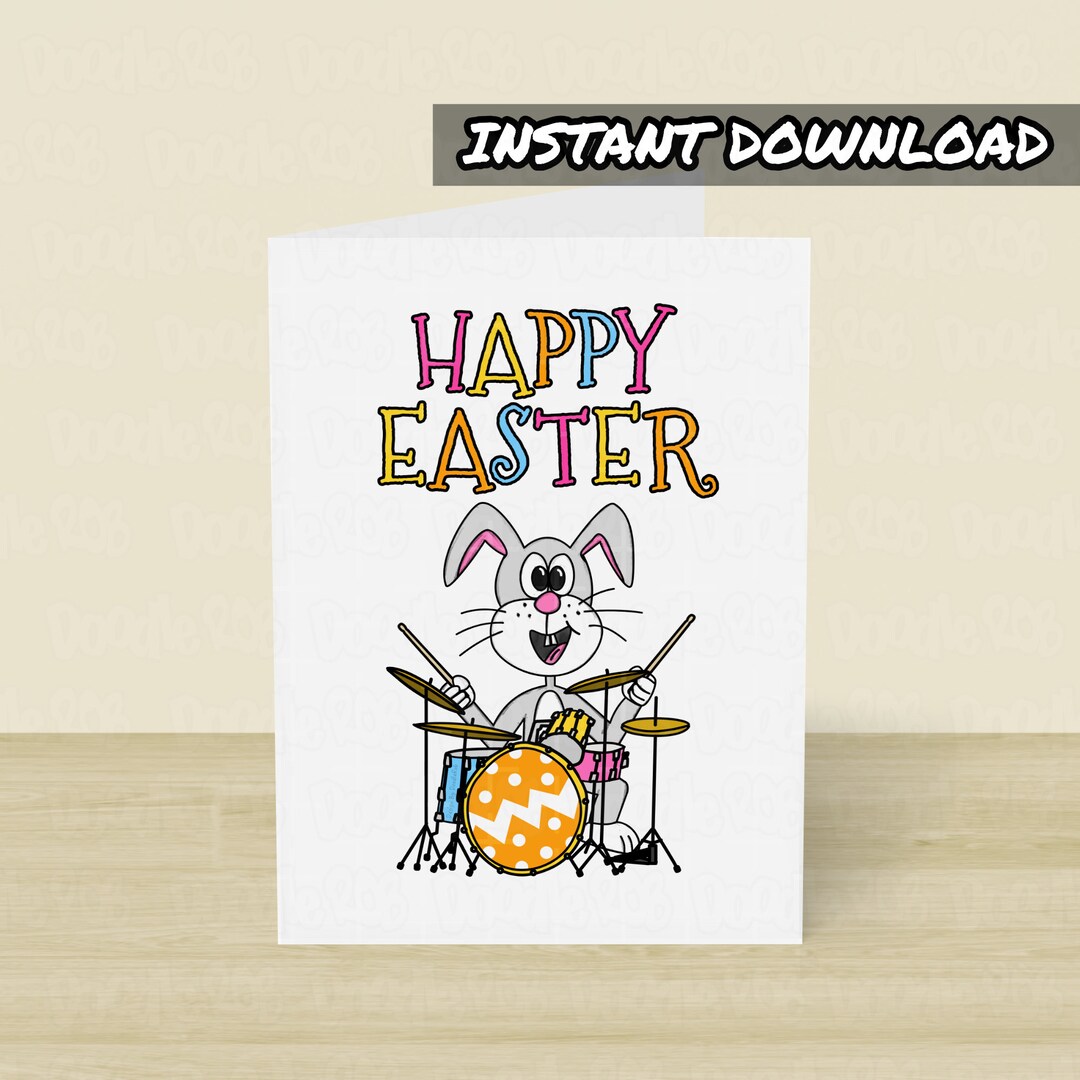 Printable Drummer Easter Card, Printable Card, Instant Download, Kids ...