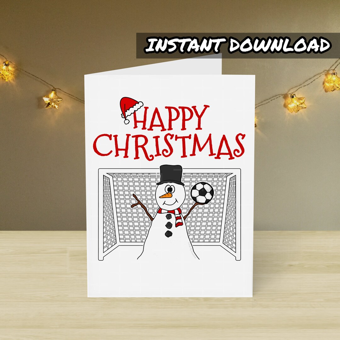 Printable Soccer Christmas Card, Printable Xmas Card, Instant Download ...