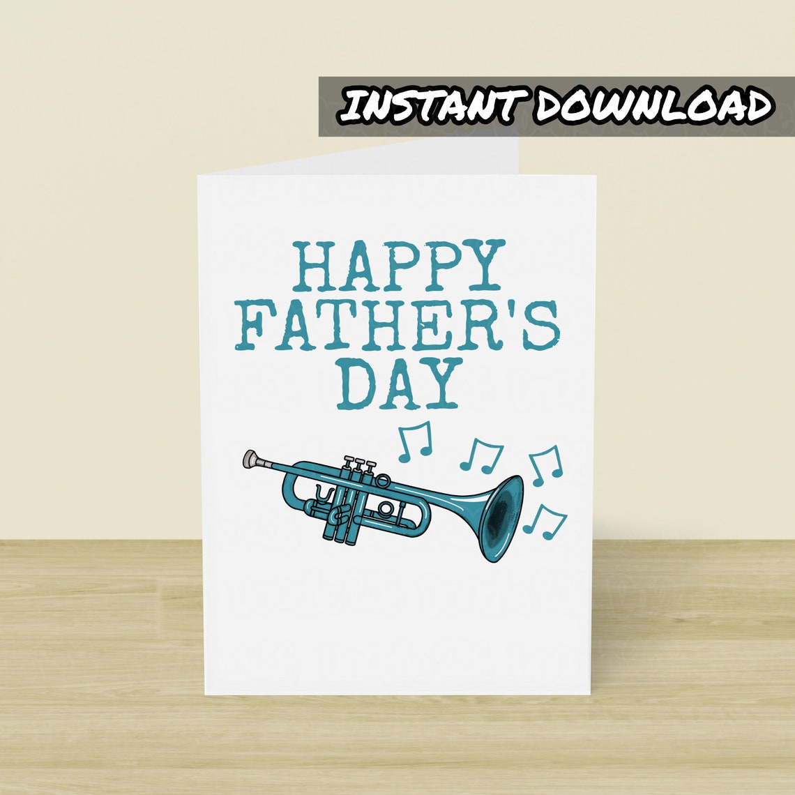 Trumpet Father's Day Card, Printable Greeting Card, Instant Download ...