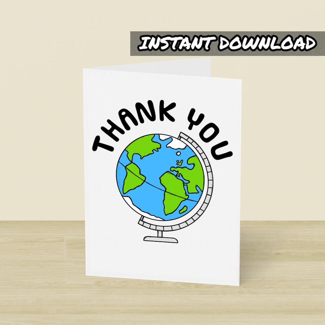 Geography Teacher Thank You Card, Printable Greeting Card, Instant ...